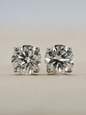 Jewelry | 14k White Gold Natural Diamond Screw Back Stud Earring 10 Ctw ...